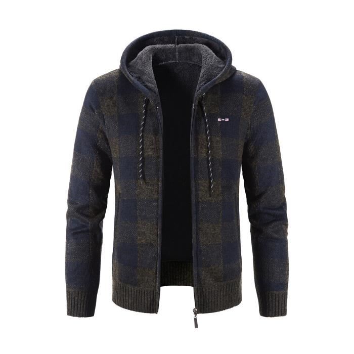 Gilet-cardigan,Pull décontracté avec fermeture éclair pour Homme, tricot, grande taille, automne ...