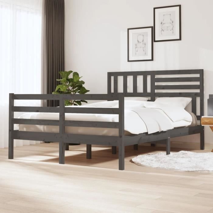 Lit Simple Adulte 140x190cm | Structure de lit en Bois 1 place | Tête ...