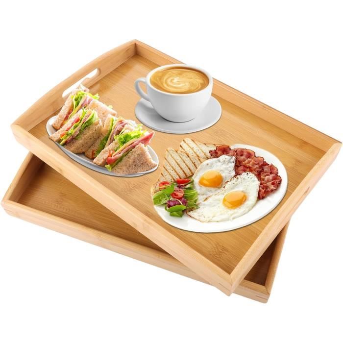 2 Pièces Plateau Repas, Plateau De Service De 40 X 28 X 5Cm, Plateau ...