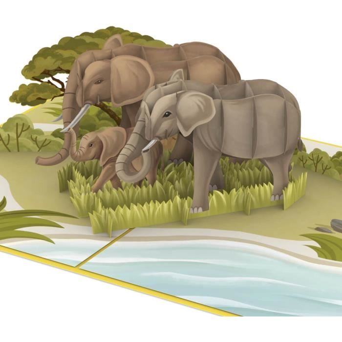 ® Carte pop-up éléphants – Carte d'anniversaire 3D avec éléphant pour ...
