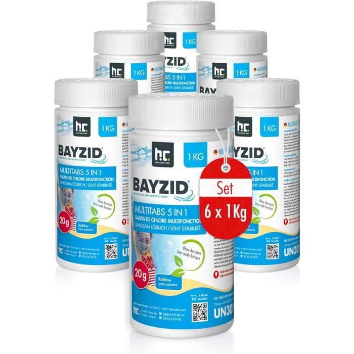 6 kg Bayzid pastilles de Chlore Multifonction 20g 5 en 1 (6 x 1 kg)224 ...