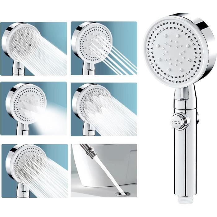 Douchette À Main Avec 6 Types De Jet - Pommeau De Douche Haute Pression ...