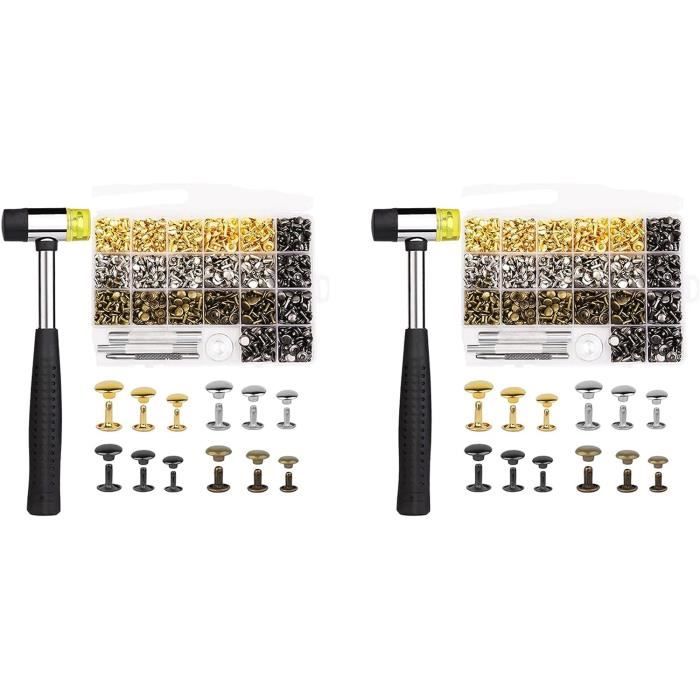Kit De 960 Rivets En Cuir 4 Couleurs Rivets À Double Capuchon Rivets 3 ...