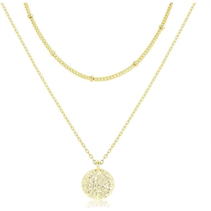 Collier Femme Or Plaqué Or 18 Carats Et Or Rose Longues Chaînes ...