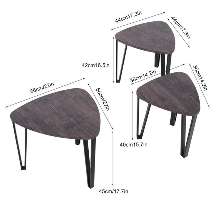 Rui DA® Tables Basses Gigognes Table café Triangle Table d'Appoint ...