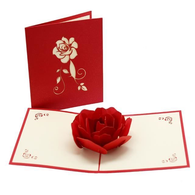 Carte d'invitation,2--Carte'amour pop up 3D avec enveloppe, cartes de ...