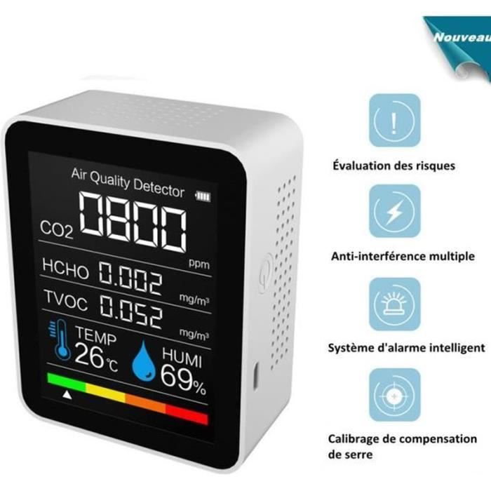 FLY30679-Detecteur CO2 Moniteur de qualité de l'air, Testeur C02 -HCHO ...