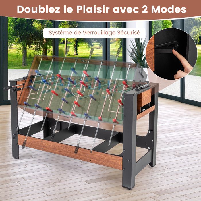 GIANTEX Table Multi-Jeu 2-en-1 Pivotante, Baby-foot et Billard ...