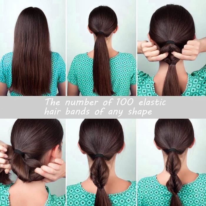 Attache Cheveux Fille, Elastique Cheveux Noir, Mini Chouchous Bandes ...