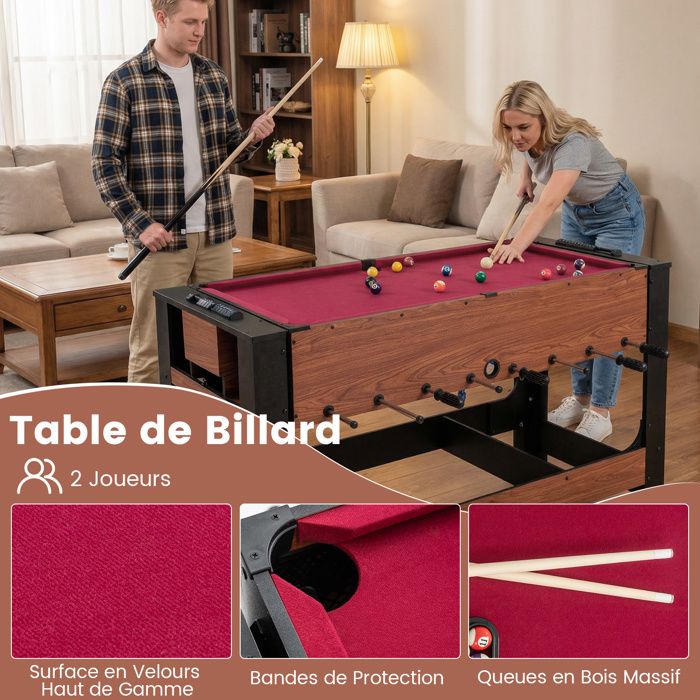 GIANTEX Table Multi-Jeu 2-en-1 Pivotante, Baby-foot et Billard ...