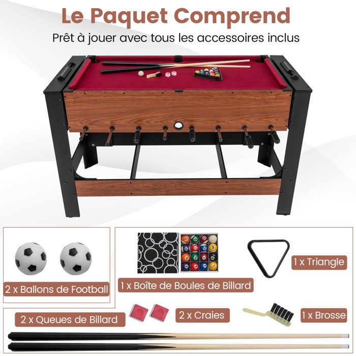 GIANTEX Table Multi-Jeu 2-en-1 Pivotante, Baby-foot et Billard ...