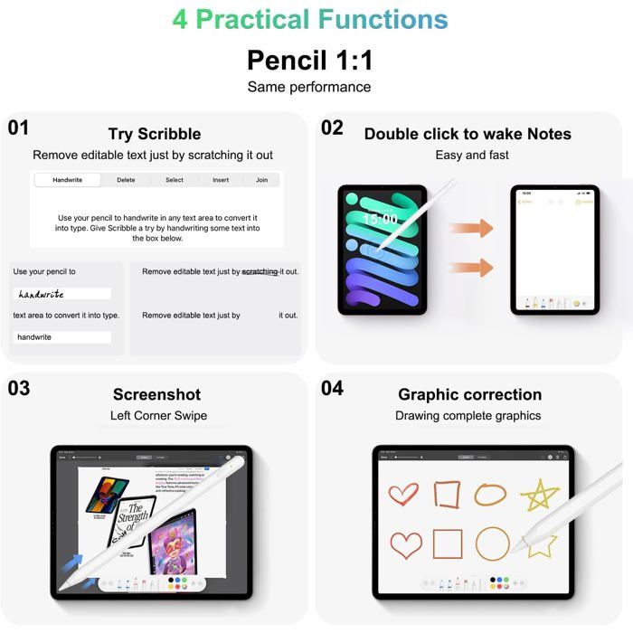 Stylet Pour Ipad Chargement Sans Fil, Pencil 2E Génération Pour Ipad ...