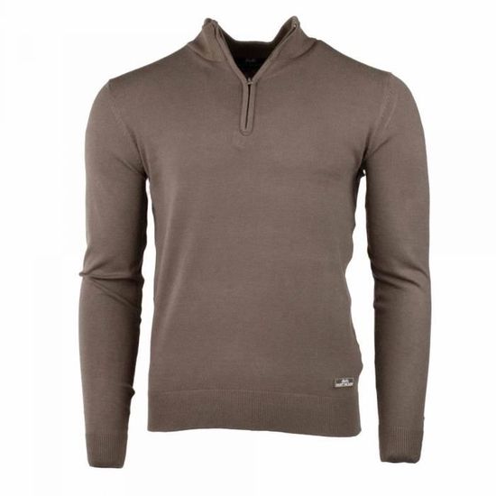 Pull fin col camionneur stretch Homme ST HILAIRE Kaki - Cdiscount Prêt ...