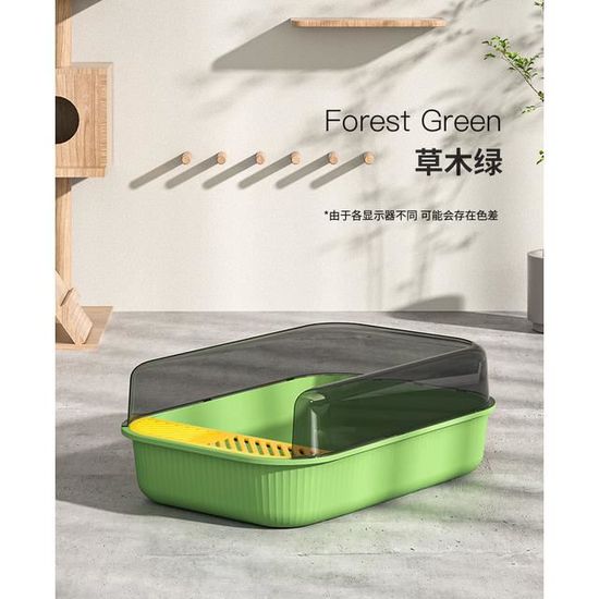 BAC A LITIERE,Light Green--Bac à litière en plastique Semi fermé pour ...