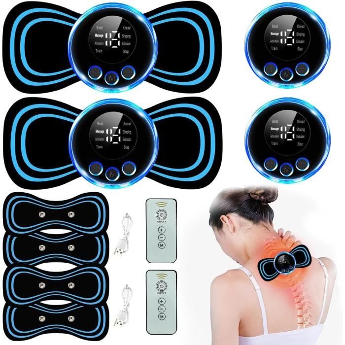 Ee 2 x Masseur portable, 8 modes, 19 niveaux, masseur EMS sans fil auto-adhésif, masseur épaules ...