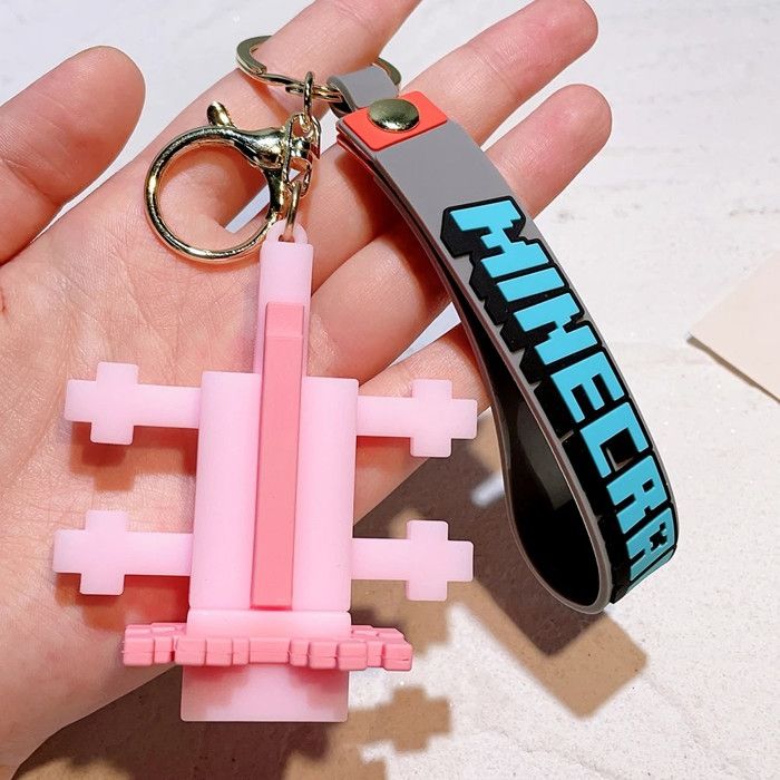 My World 3D Sandbox Game Keychain,Minecraft Couple Keychain,Bag Pendant ...