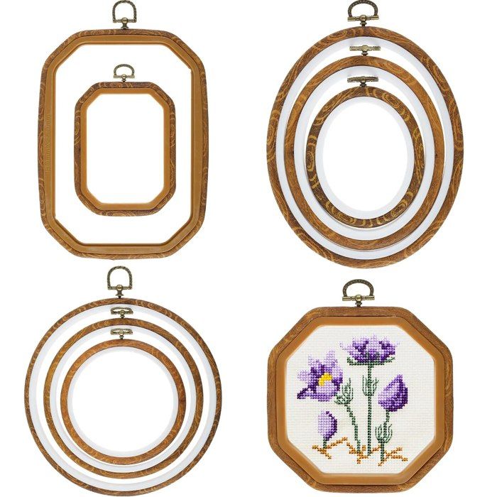Support à broder,Grand cadre de cerceau de broderie en bois imité,rond ...