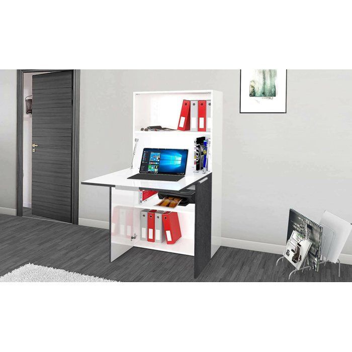 Dmora - Bureau Atroc, 70x35xh140 cm, ardoise, Panneau effet bois ...