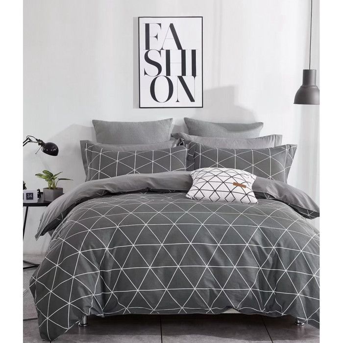 Housse De Couette Blanche Et Grise