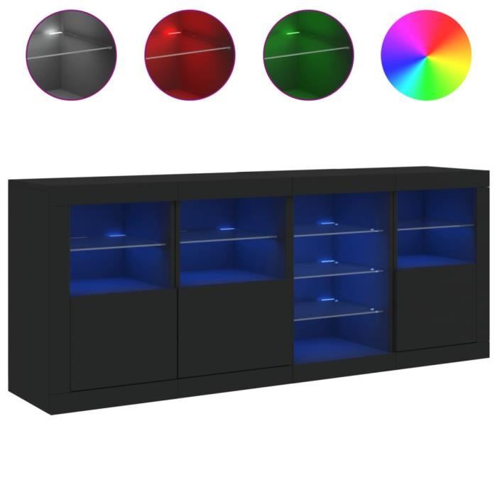 Buffet avec lumières LED noir 164x37x67 cm-ASH7862976172050 - Cdiscount ...