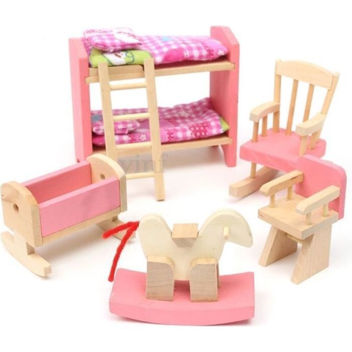 Bois Maison de Poupée Meubles pour des Enfants Jouet,Miniature,Ensemble,salle de pépinière ...