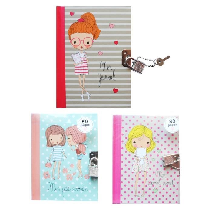 LOT 10 JOURNAL INTIME CARNET SECRET CADENAS + 2 CLEFS 80 PAGES ...