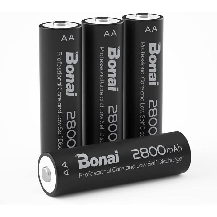 4PCS AA Piles Rechargeables,1,2V 2800mAh Pile LR6 Ni-MH Rechargeables ...