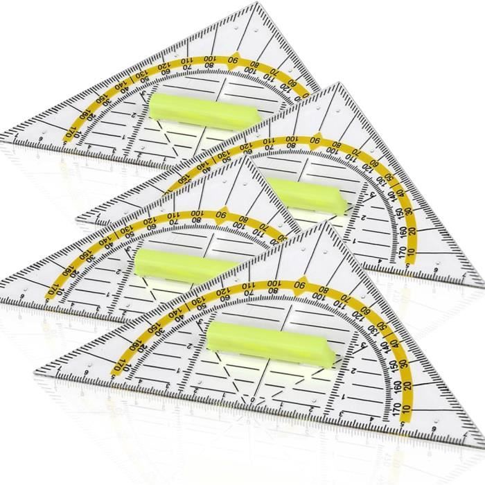 Equerre Ecole Rapporteur, 4 Pcs Règle Equerre Rapporteur 2 En 1 Kit ...