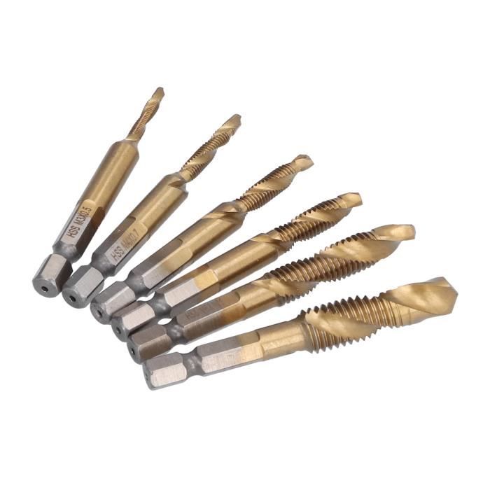 Jeu De Forets À Tarauder 6 Pièces Foret Combiné 1/4In Tige Hexagonale ...