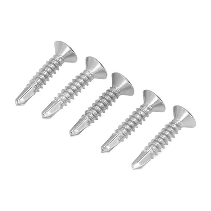 Vis autoperceuses - DUOKON - 200pcs - Acier inoxydable 410 - Tête fraisée - 25mm longueur ...