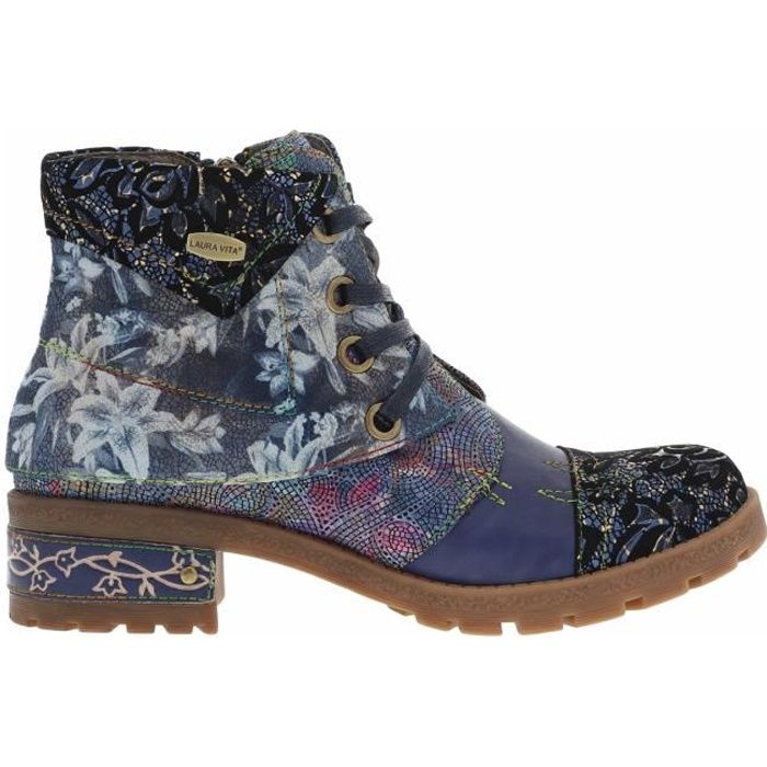 Bottines cuir talon décroché bas Laura Vita bleu Bleu - Cdiscount Chaussures