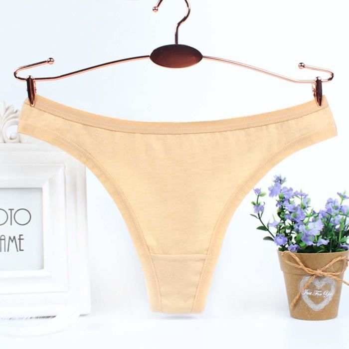 String Tanga Pour Femme de couleur unie de mode de extensible doux ...