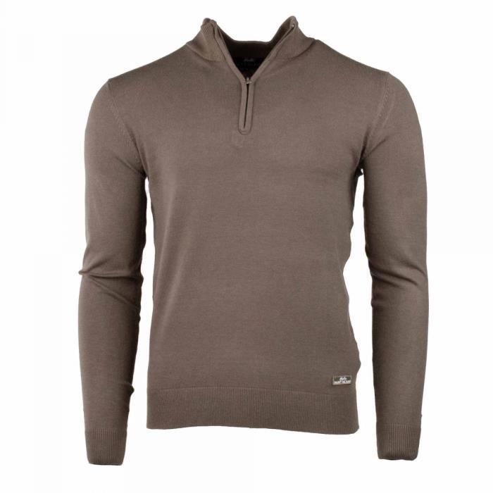 Pull fin col camionneur stretch Homme ST HILAIRE Kaki - Cdiscount Prêt ...