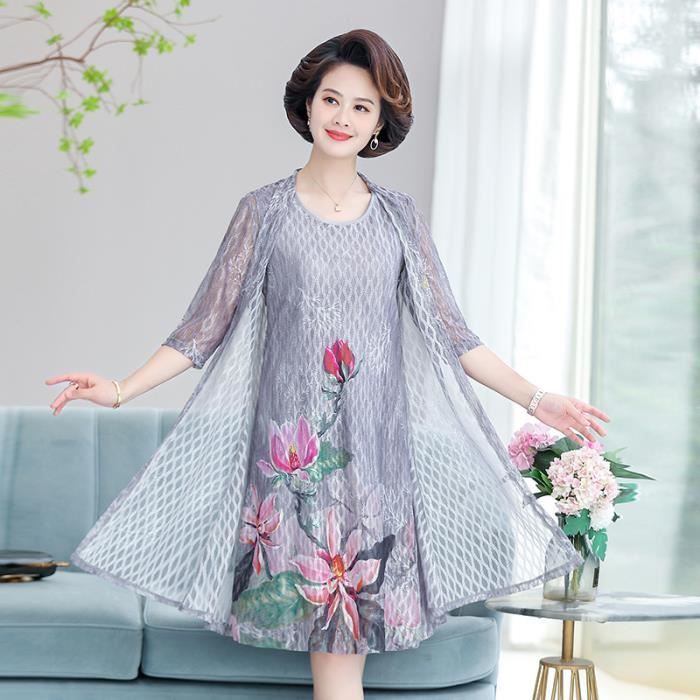 Robe femmes - Cardigan mi-longue en coton et lin - FR92XV 38 ...