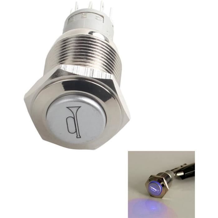 19Mm Bleu Led Lumière 12V Bouton Poussoir Voiture Métal Interrupteur ...