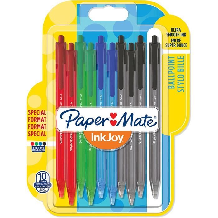 Paper Mate stylo bille rétractable InkJoy 100 RT pointe moyenne (1,0 mm ...