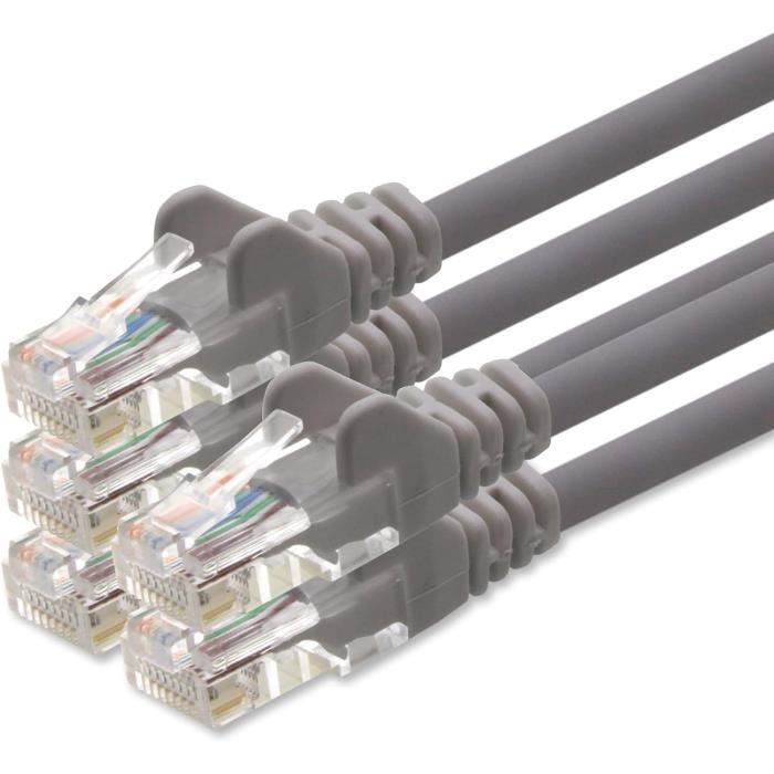 2M - Gris - 5 Pièces - Cat5 Câble Ethernet Set - Câble Réseau Rj45 ...