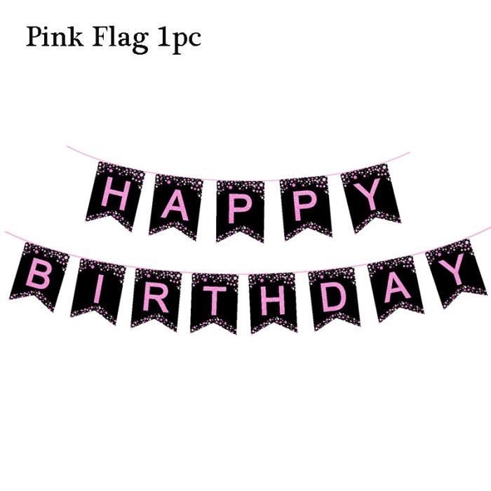 Pink Flag 1pc -Banderole jetable de fête d'anniversaire pour enfants ...