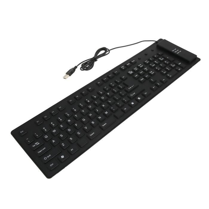 Clavier en silicone pliable à 109 touches, clavier flexible filaire USB ...