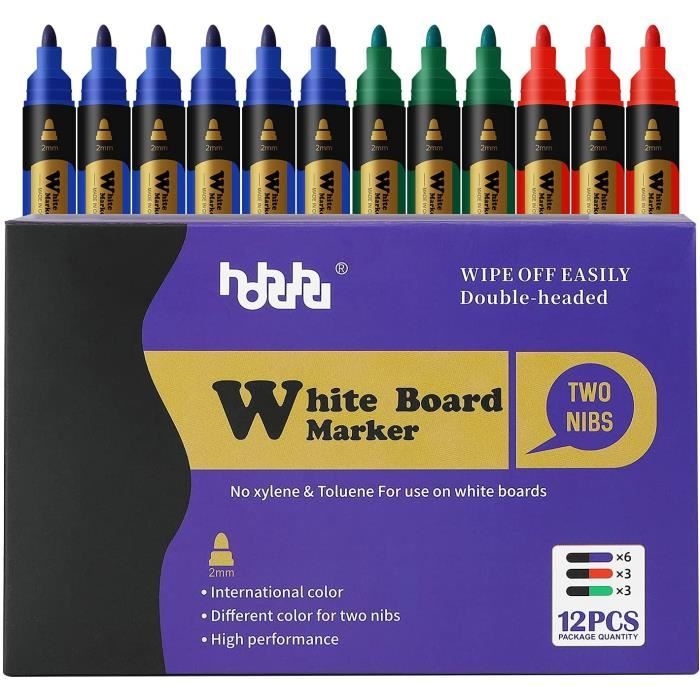 TABLEAU-PAPERBOARD 12 Feutres Tableau Blanc Effaçable Marqueurs pour ...