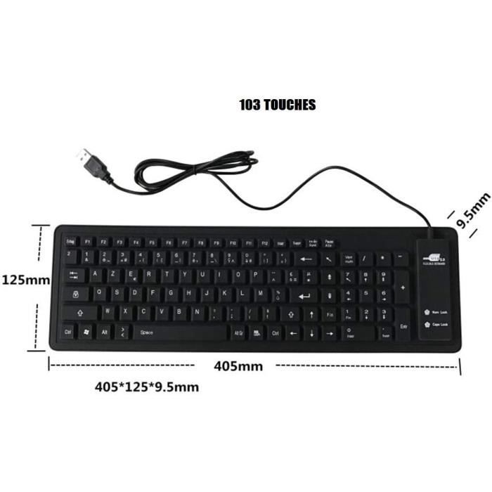Usb Clavier Français Pliable Azerty En Silicone 103 Touches, Clavier ...