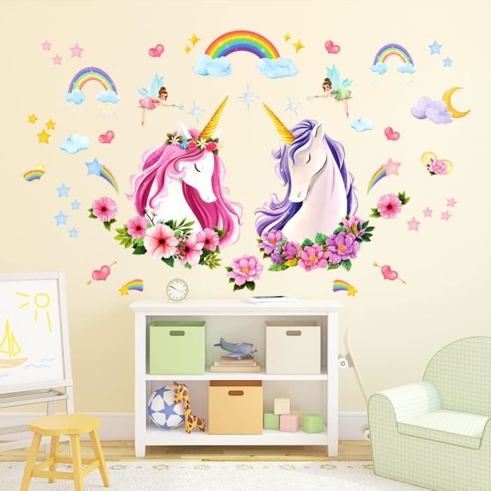 Licornes Stickers Muraux Stickers Muraux Peler Et Coller Amovible ...