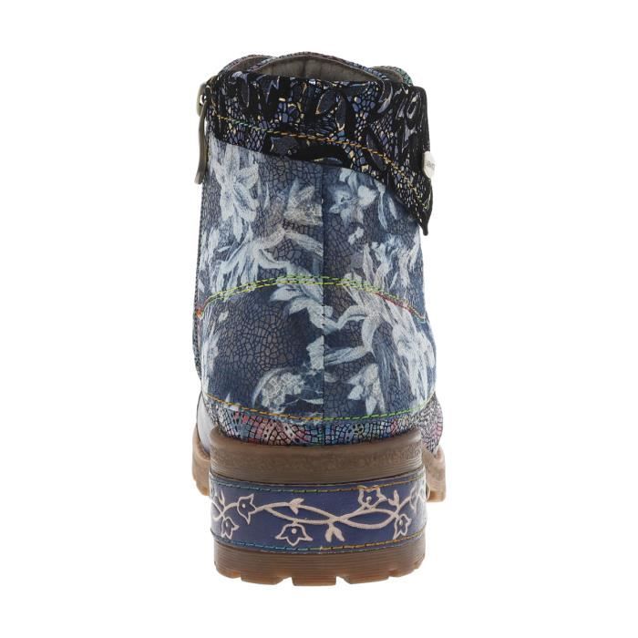 Bottines cuir talon décroché bas Laura Vita bleu Bleu - Cdiscount Chaussures