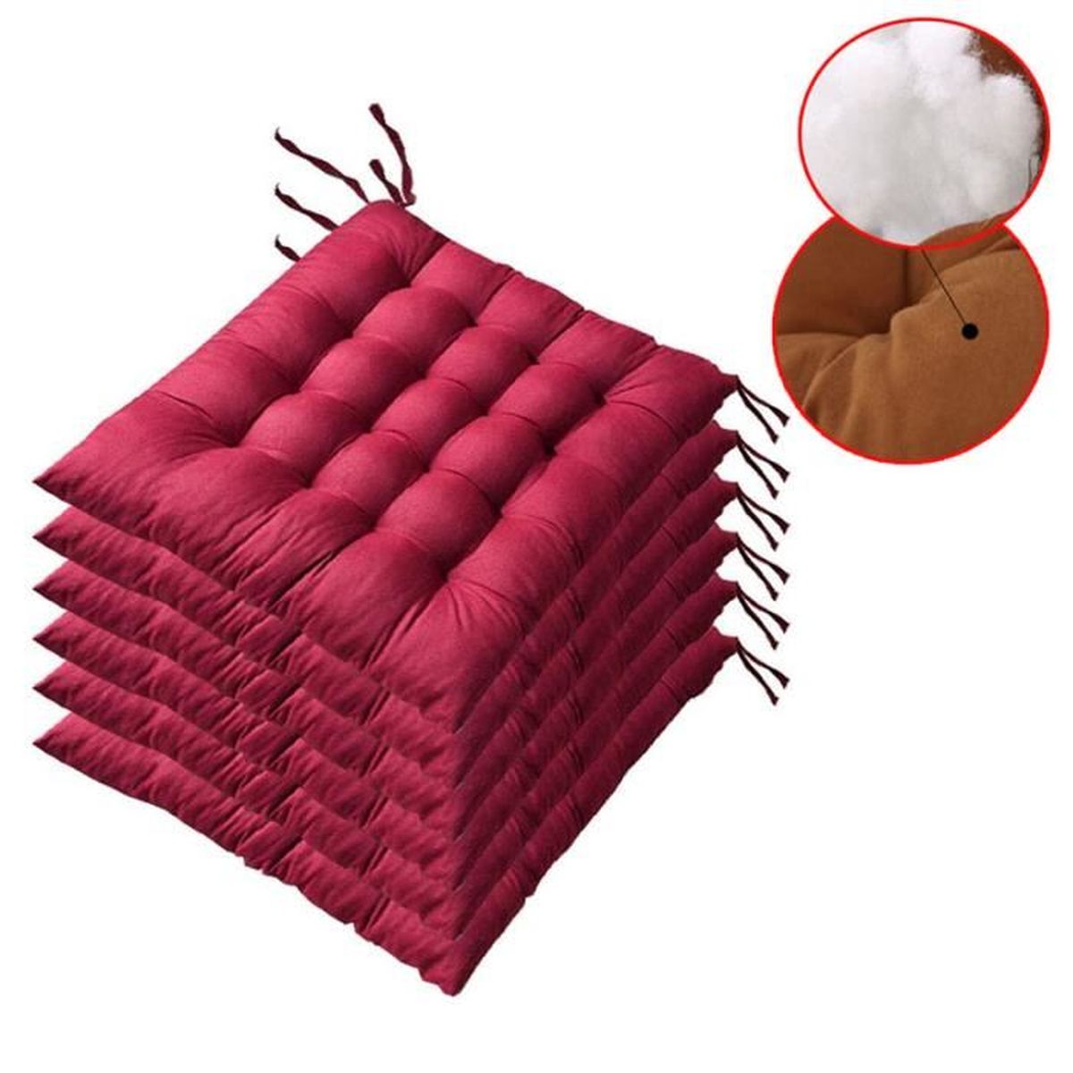 6 Coussins de Chaises Carrés 40x40 Coussins de Siège Décoration Maison ...