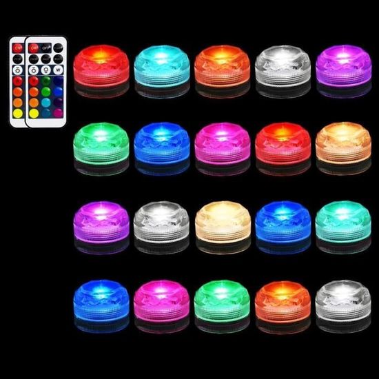20pcs Mini Lumières LED Submersible, RGB Multicolore Bougies à LED Éclairage, Lampe sous-Marines ...