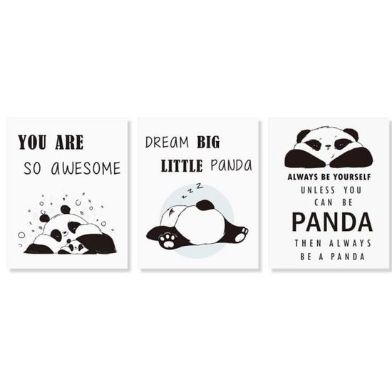 Poster de Panda,Moderne Toile Mur Peinture,Affiche de Animaux Mignonne ...