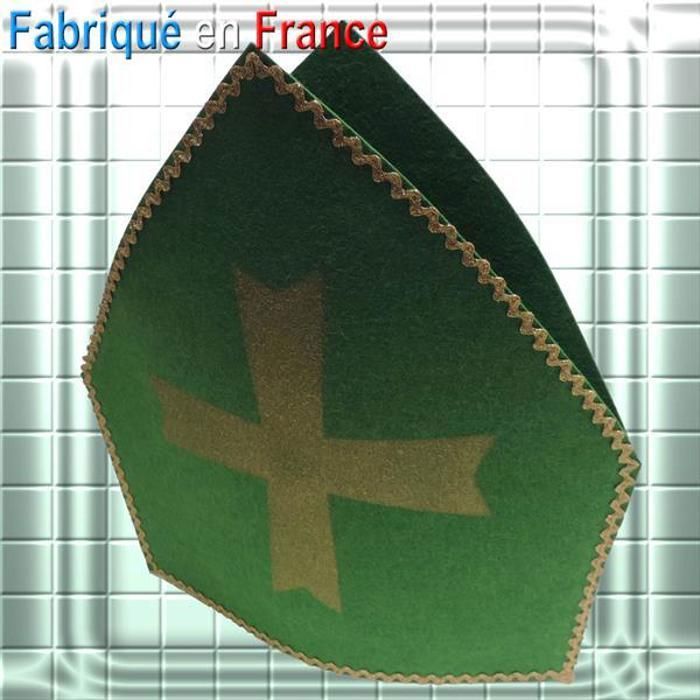 Coiffe Saint Nicolas verte - Marque - Adulte 56/59 - Feutrine - Galon ...