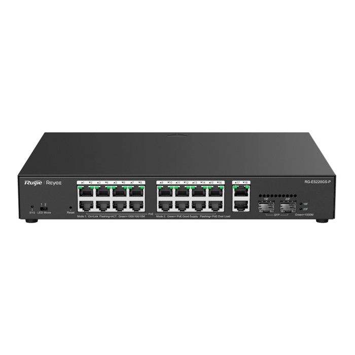 Switch PoE Cloud Géré Reyee 16 PoE 2 SFP 2 uplink 10/100/1000Mbps + 2 ...
