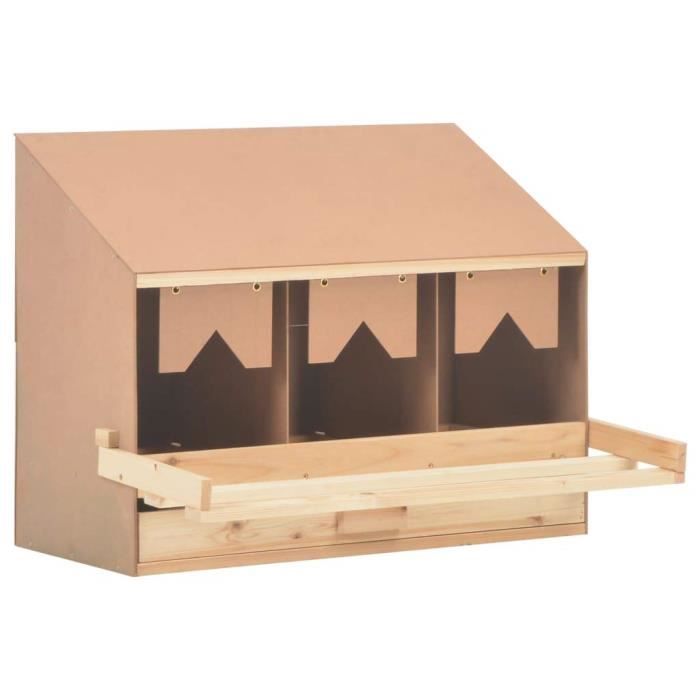 Nid de poule pondoir à poule en pin massif 3 compartiments 72 x 33 x 54 ...