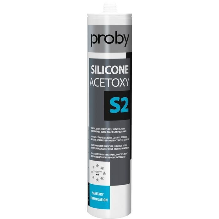 MASTIC JOINT SILICONE ACÉTOXY S2 280ML TRANSPARENT PROBY 12002437 ...